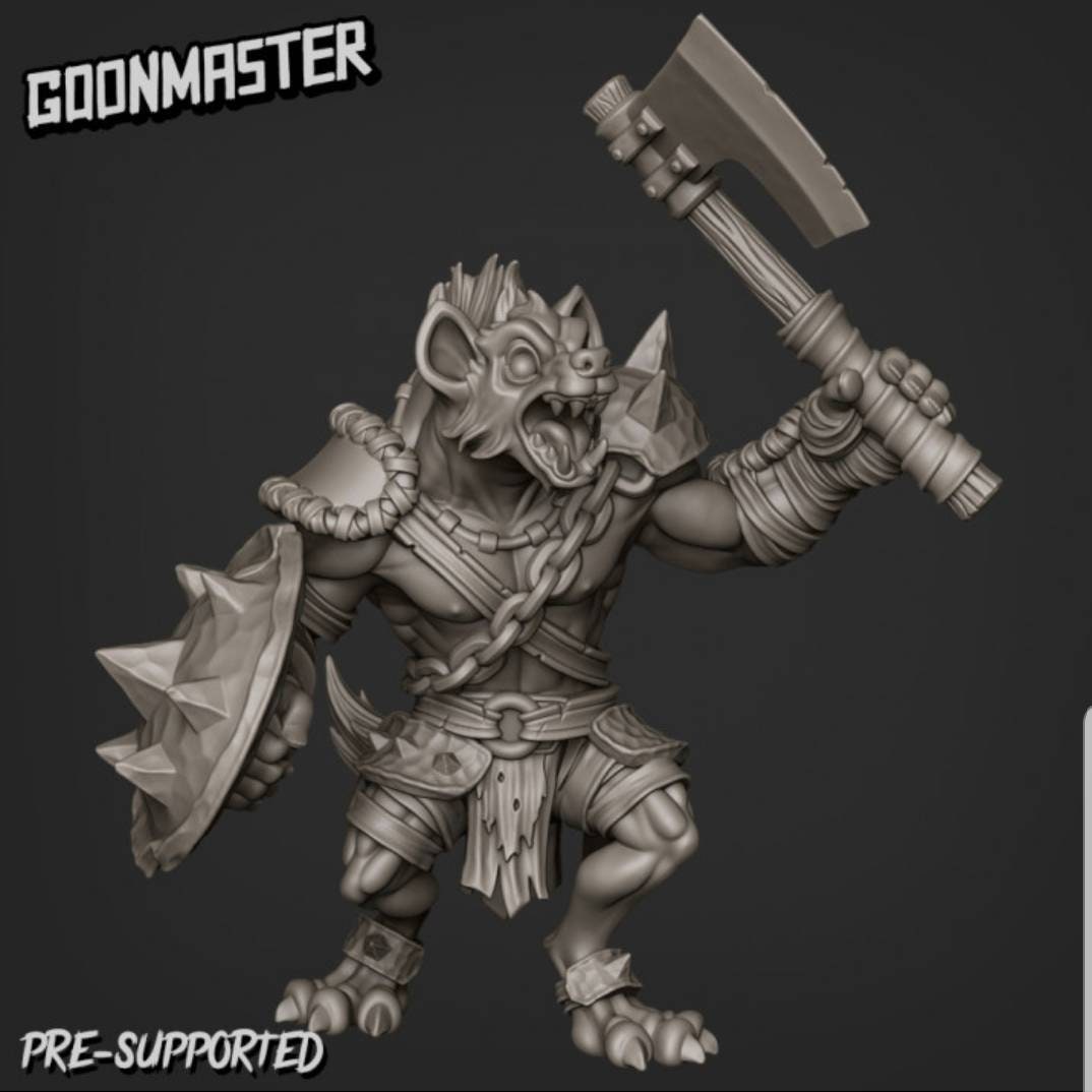 Gnoll Axe and Shield RPG Miniature Sculpted by Goonmaster - Etsy UK