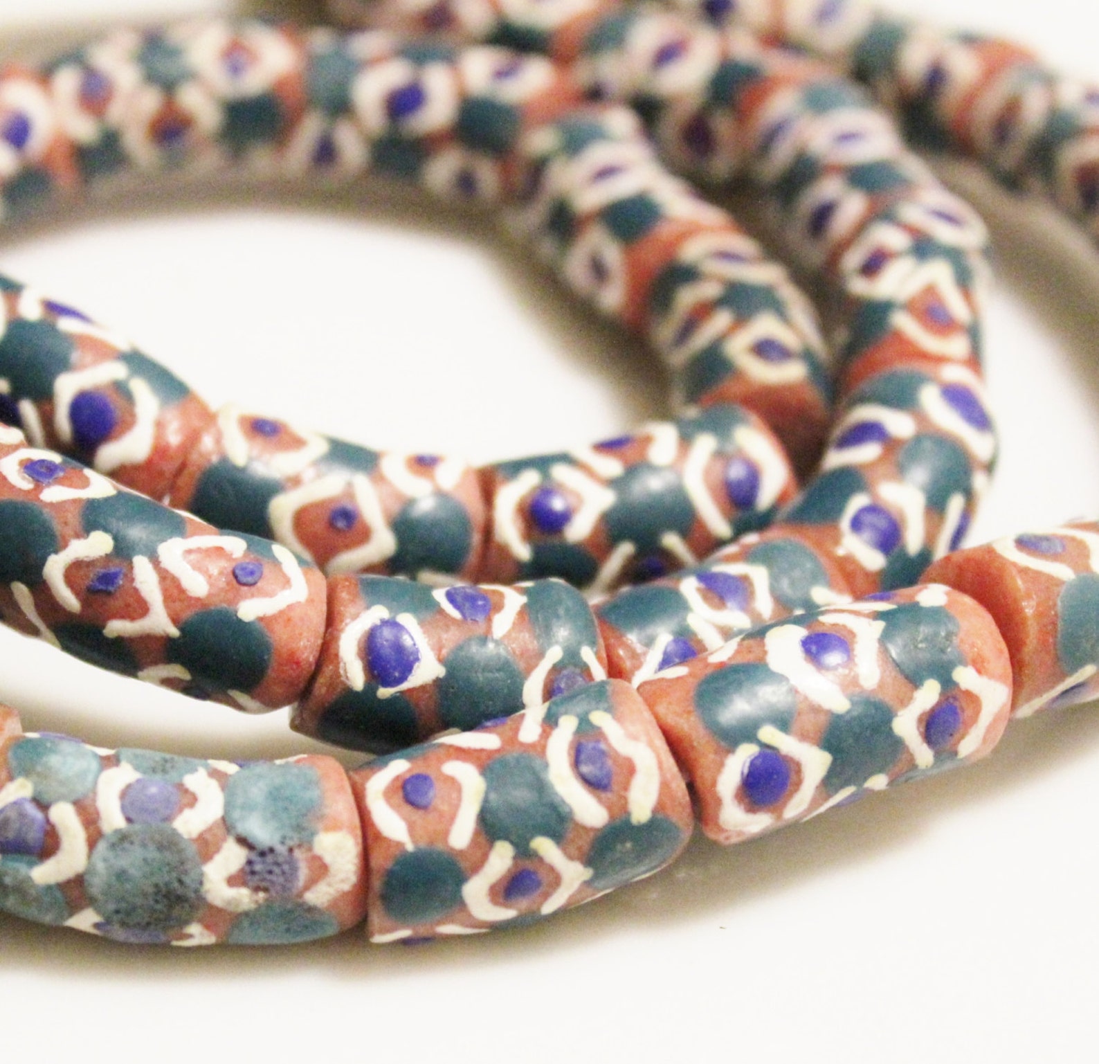 10 African Glass Beads Made in Ghana, Ethnic Beads, Colorful Recycled ...