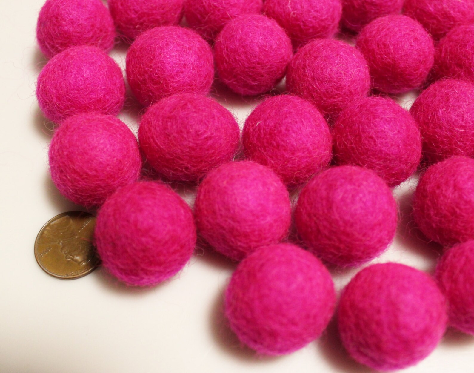 Hot Pink Felt Balls From Nepal, Organic Wool Balls for Garlands, Ethnic ...
