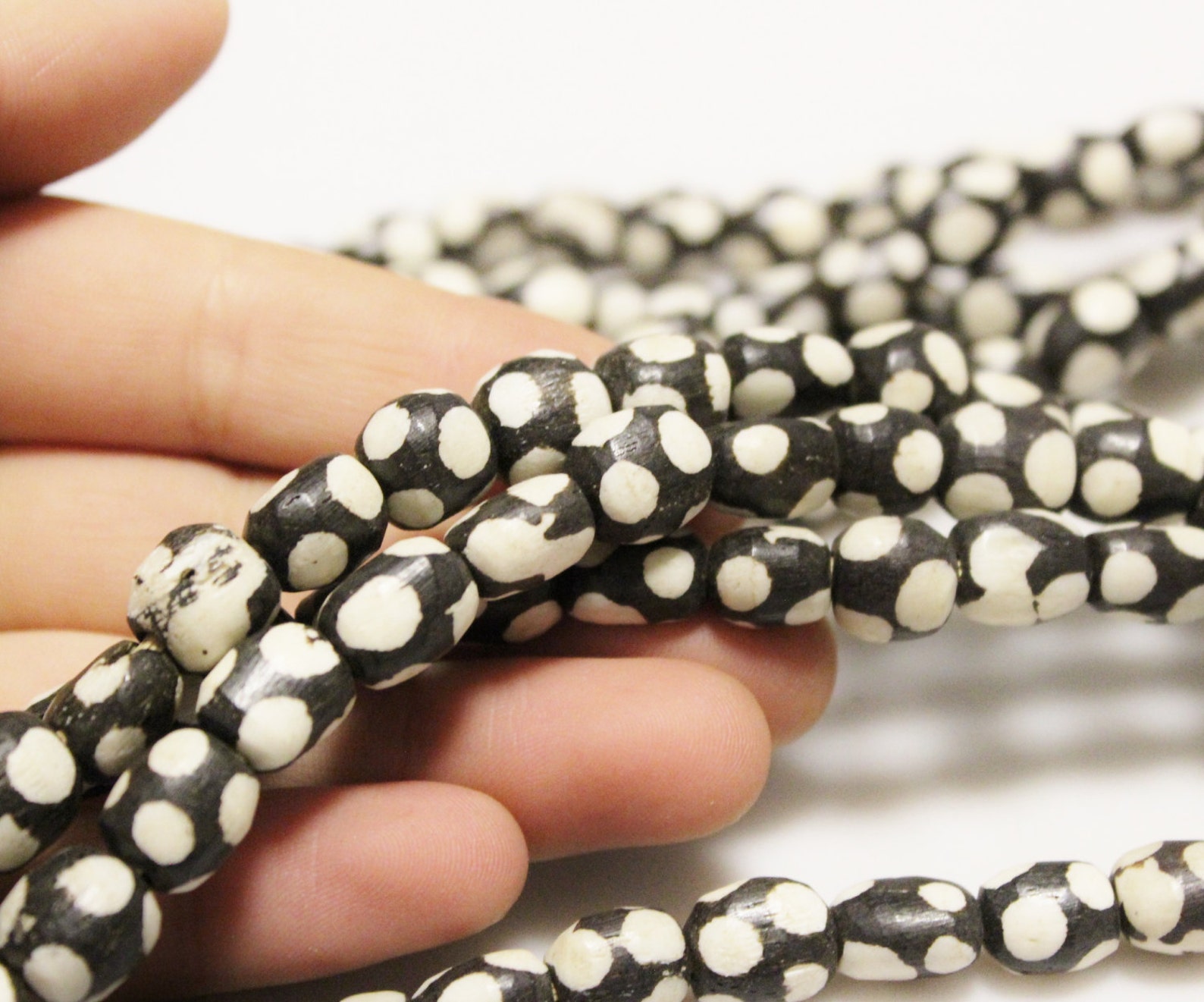 African Polka Dot Bone Beads Black and White Beads Ethnic | Etsy