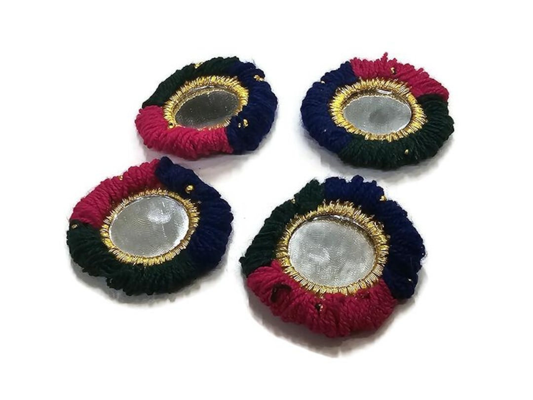 4 Afghan Kuchi Mirror Patches 50 Mm, Boho Bag Decor, Boho Craft ...