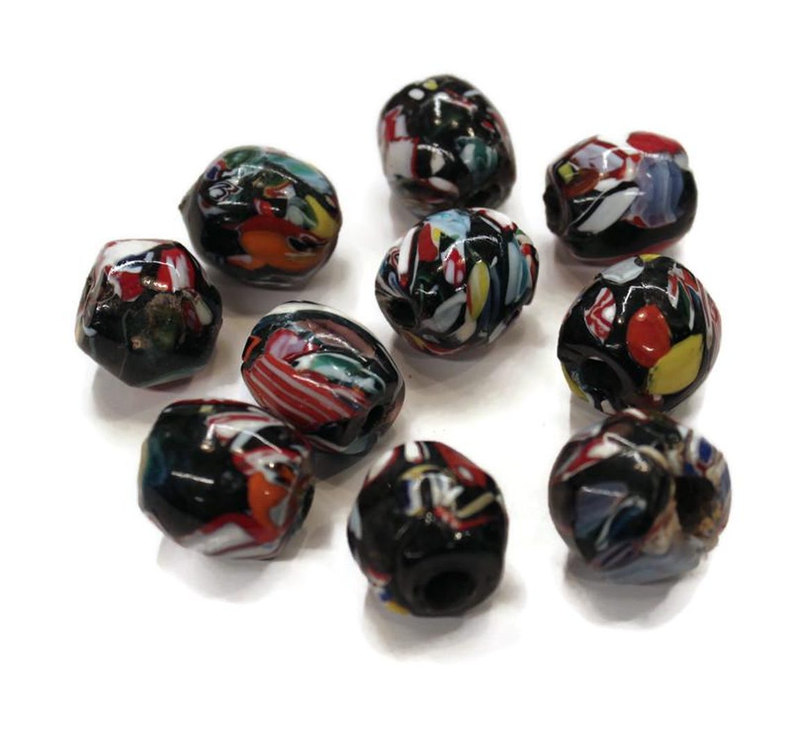 10 Large Vintage India Trade Beads, Recycled Glass Beads, Unique Ethnic ...