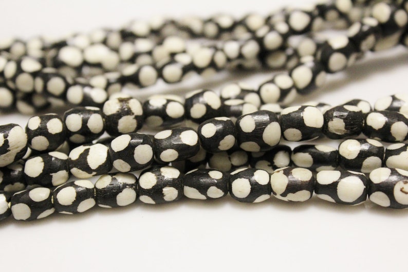 African Polka Dot Bone Beads Black and White Beads Ethnic | Etsy