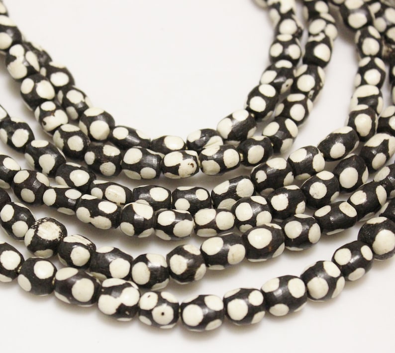 African Polka Dot Bone Beads Black and White Beads Ethnic | Etsy