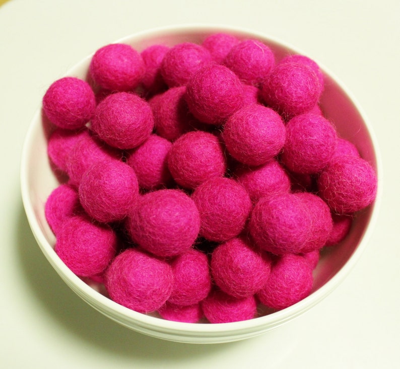 Hot Pink Felt Balls From Nepal, Organic Wool Balls for Garlands, Ethnic ...