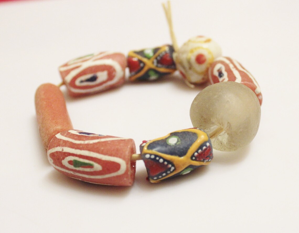 Large African Beads Mix ,red Ethnic Beads, Colorful Glass Beads (F7) - Etsy