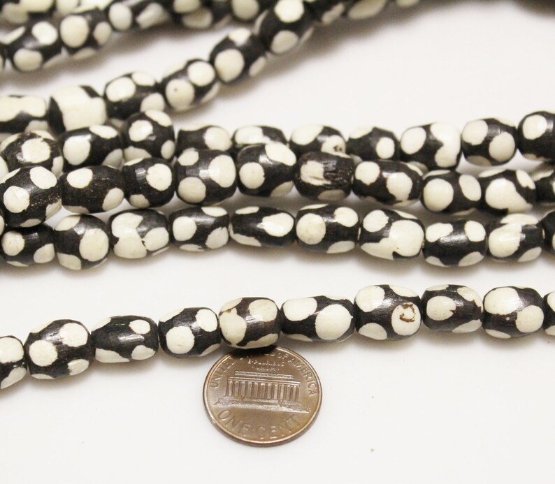 African Polka Dot Bone Beads Black and White Beads Ethnic | Etsy