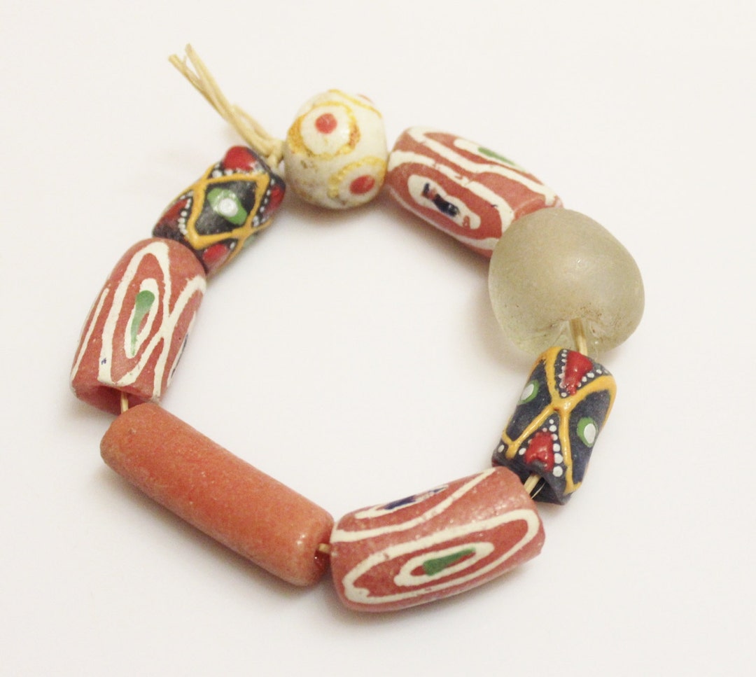 Large African Beads Mix ,red Ethnic Beads, Colorful Glass Beads (F7) - Etsy
