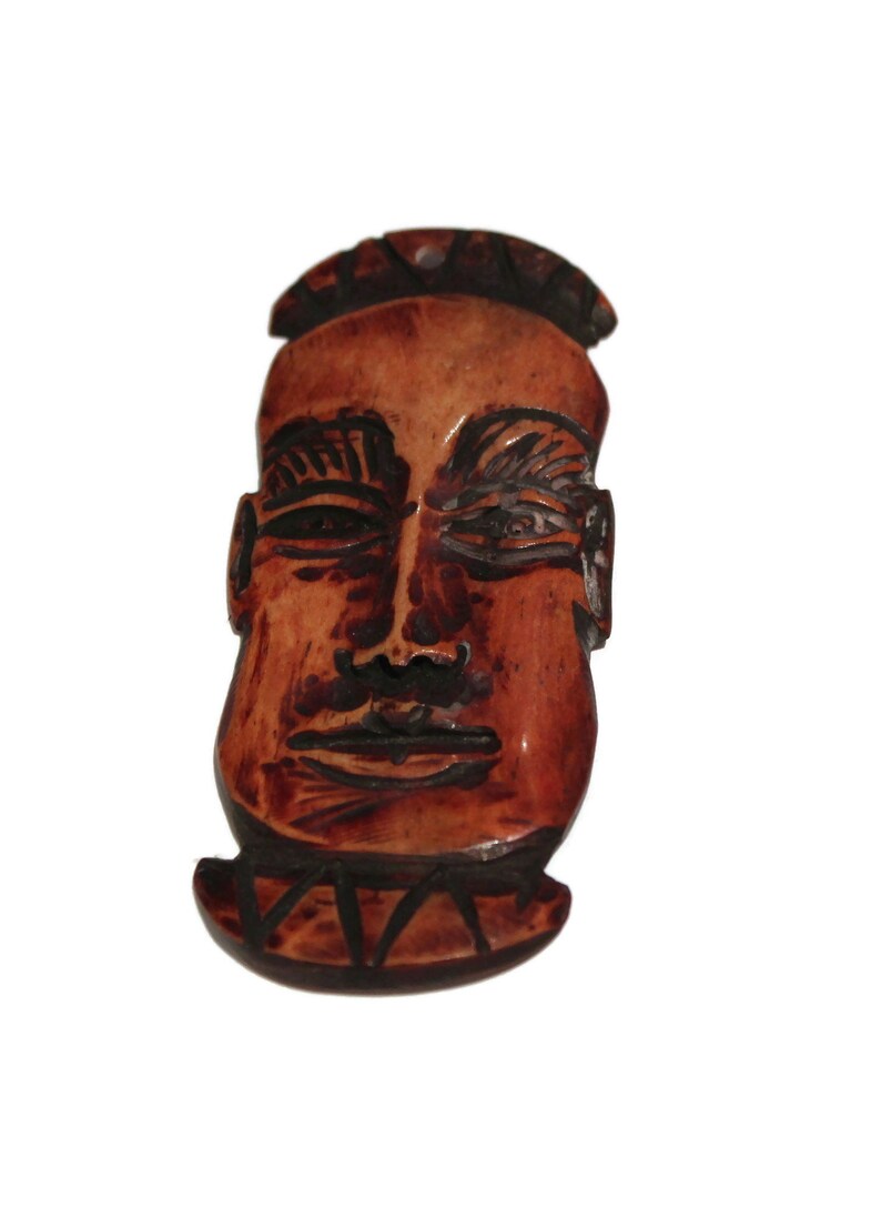 Unique Carved Bone Face Mask Pendant From Africa 100X42 Mm, Ethnic ...