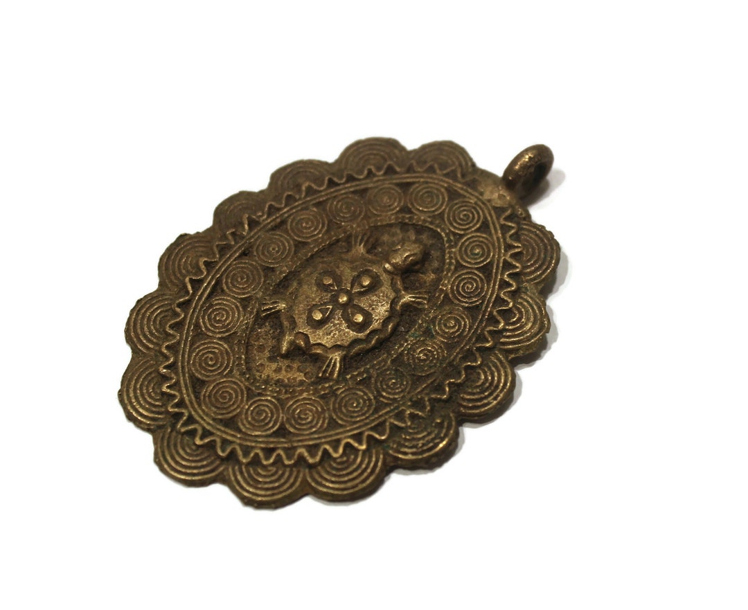 Large African DENKYEM Brass Pendant, Adinkra Symbol Pendant (AZ300) - Etsy