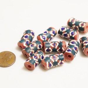 10 African Glass Beads Made in Ghana, Ethnic Beads, Colorful Recycled ...
