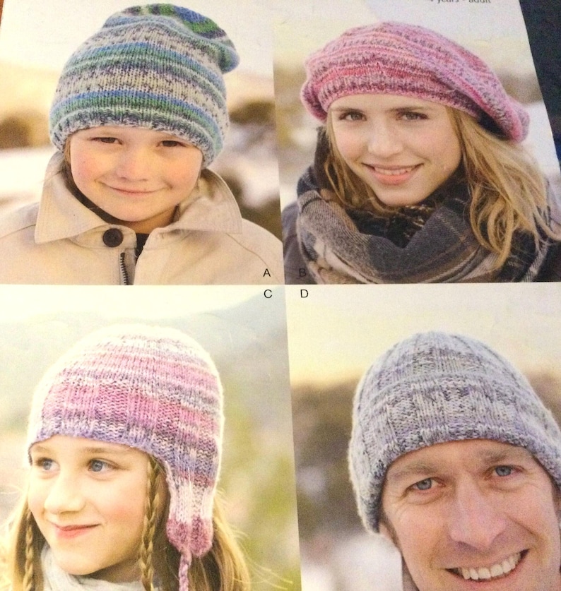 UK/EU SELLER Vintage Pdf Knitting Pattern 4yrs to Adult Hat Patterns X ...