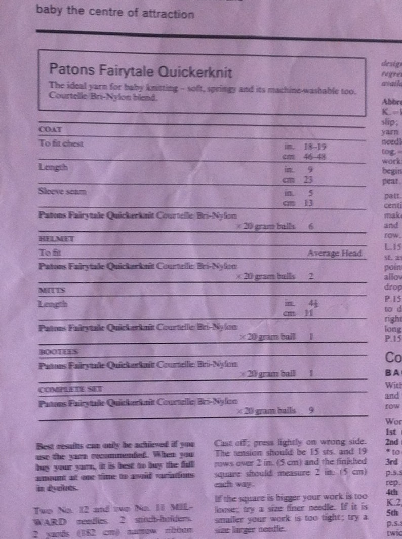 2185 Patons pdf Knitting pattern Traditional Vintage baby | Etsy