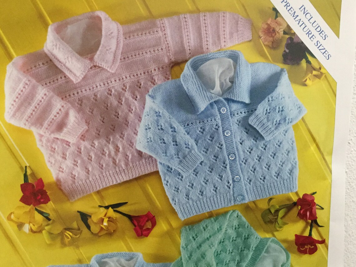 UK/EU SELLER Baby 4-ply Pdf Knitting Pattern 4 X Cardigans Designs ...