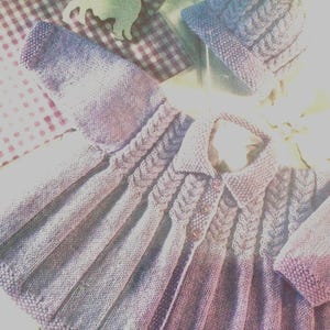 UK/EU SELLER Vintage Pdf Pattern 4ply Matinee Coat Cabled Bodice S.st ...