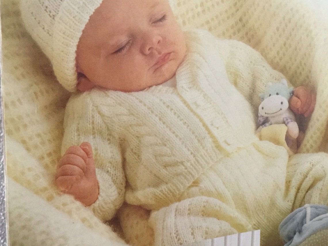 UK/EU SELLER Pdf Knitting Pattern Pram Set. Cable Cardigans, Leggings ...