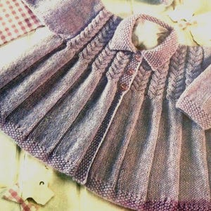 UK/EU SELLER Vintage Pdf Pattern 4ply Matinee Coat Cabled Bodice S.st ...