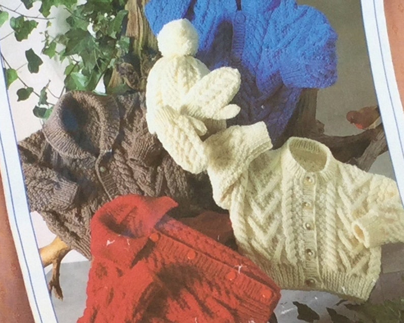 UK/EU SELLER Aran Baby/childs Pdf Knitting Pattern Hoody, Rolled Neck ...