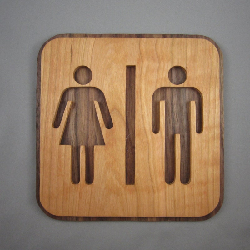 Wood Bathroom Sign - Etsy