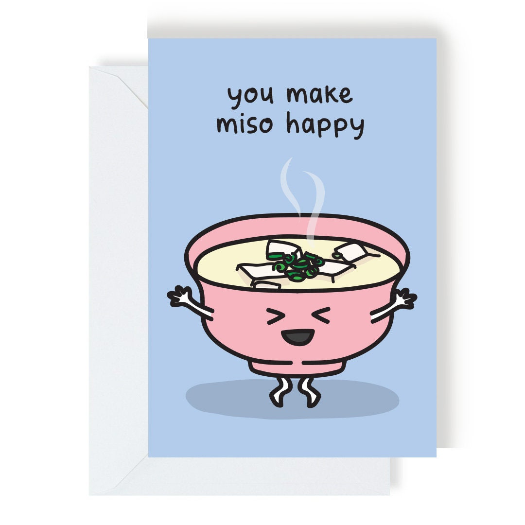You Make Miso Happy Card - Punny Love Greeting Card - Etsy