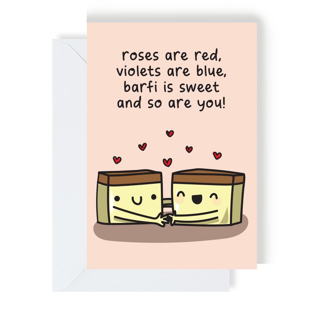 Roses Are Red Barfi is Sweet Card - Etsy