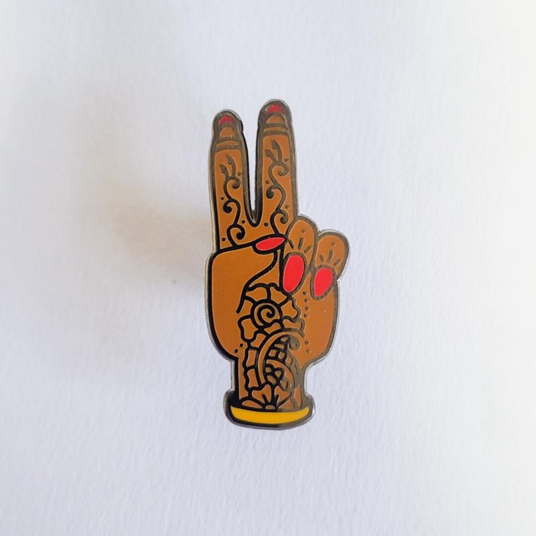 Peace Mehndi Hand Enamel Pin - Etsy