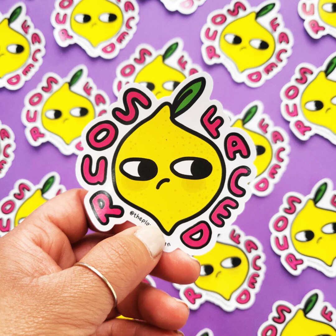 Sour Faced Lemon Vinyl Sticker - Etsy