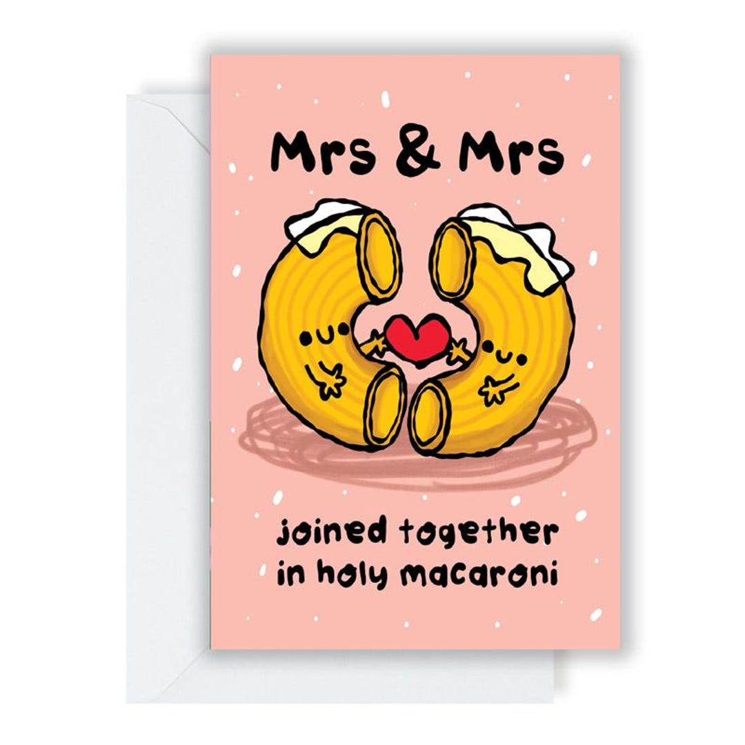 Mrs and Mrs Joined in Holy Macaroni Card - Etsy