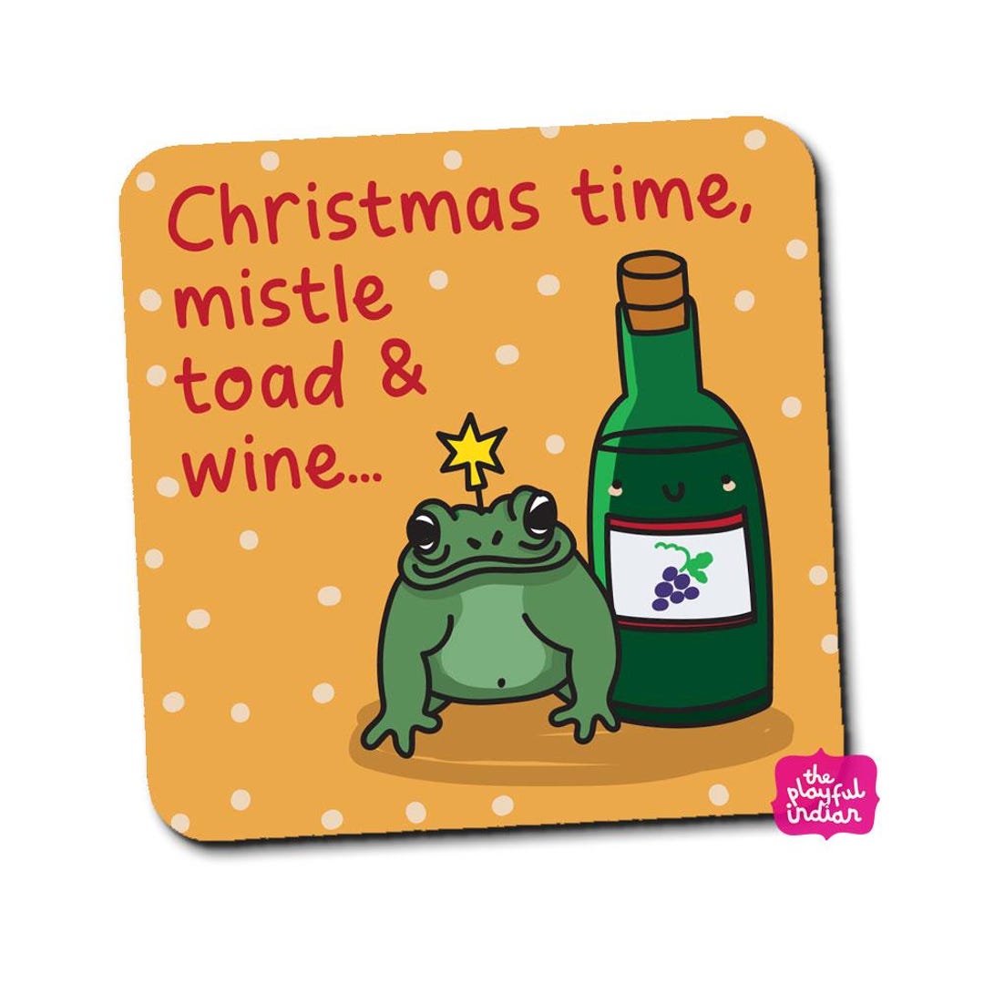 Christmas Time Mistle Toad and Wine Christmas Coaster - Etsy