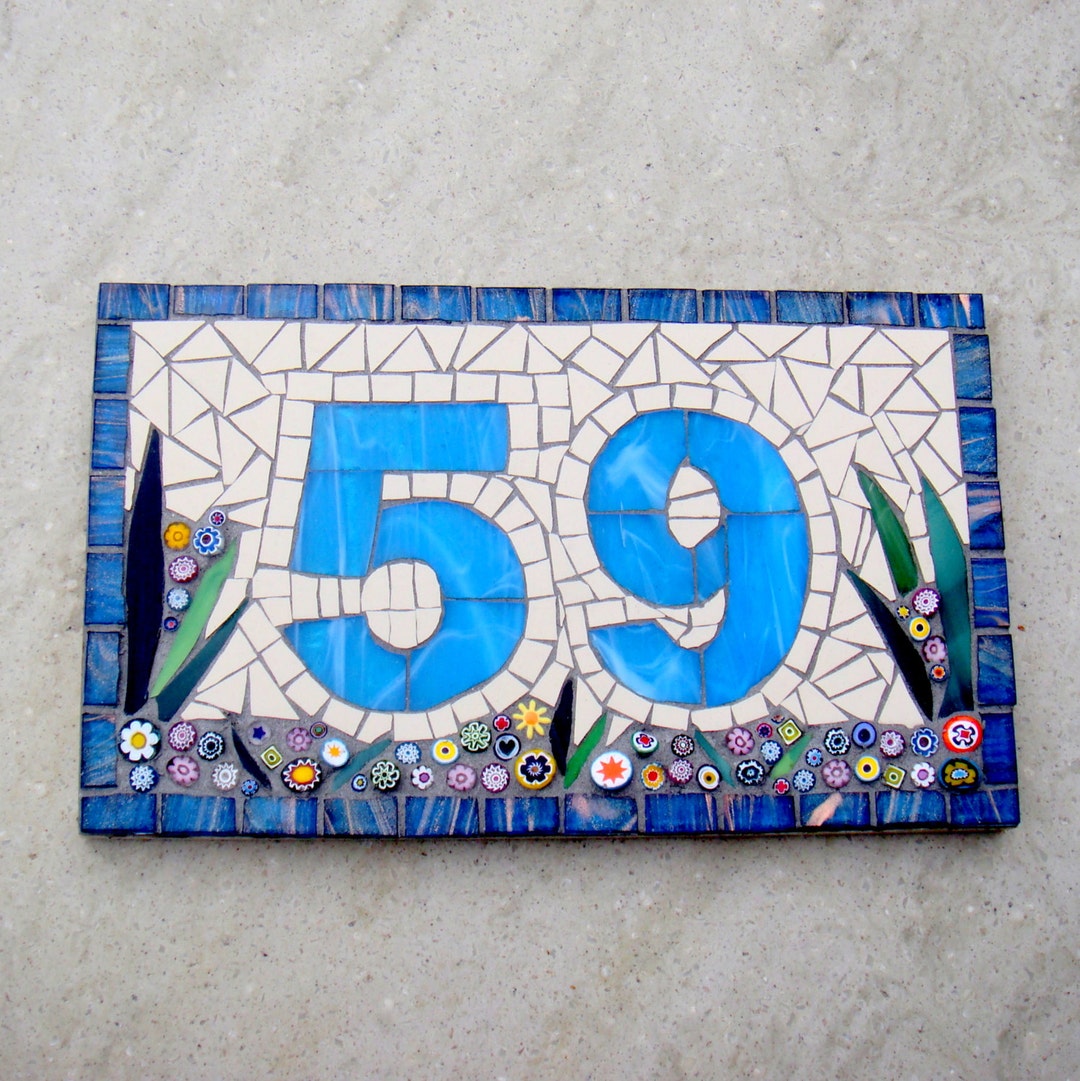 Mosaic House Number, Door Number, Address Plaque, Number Plate, Mosaic ...