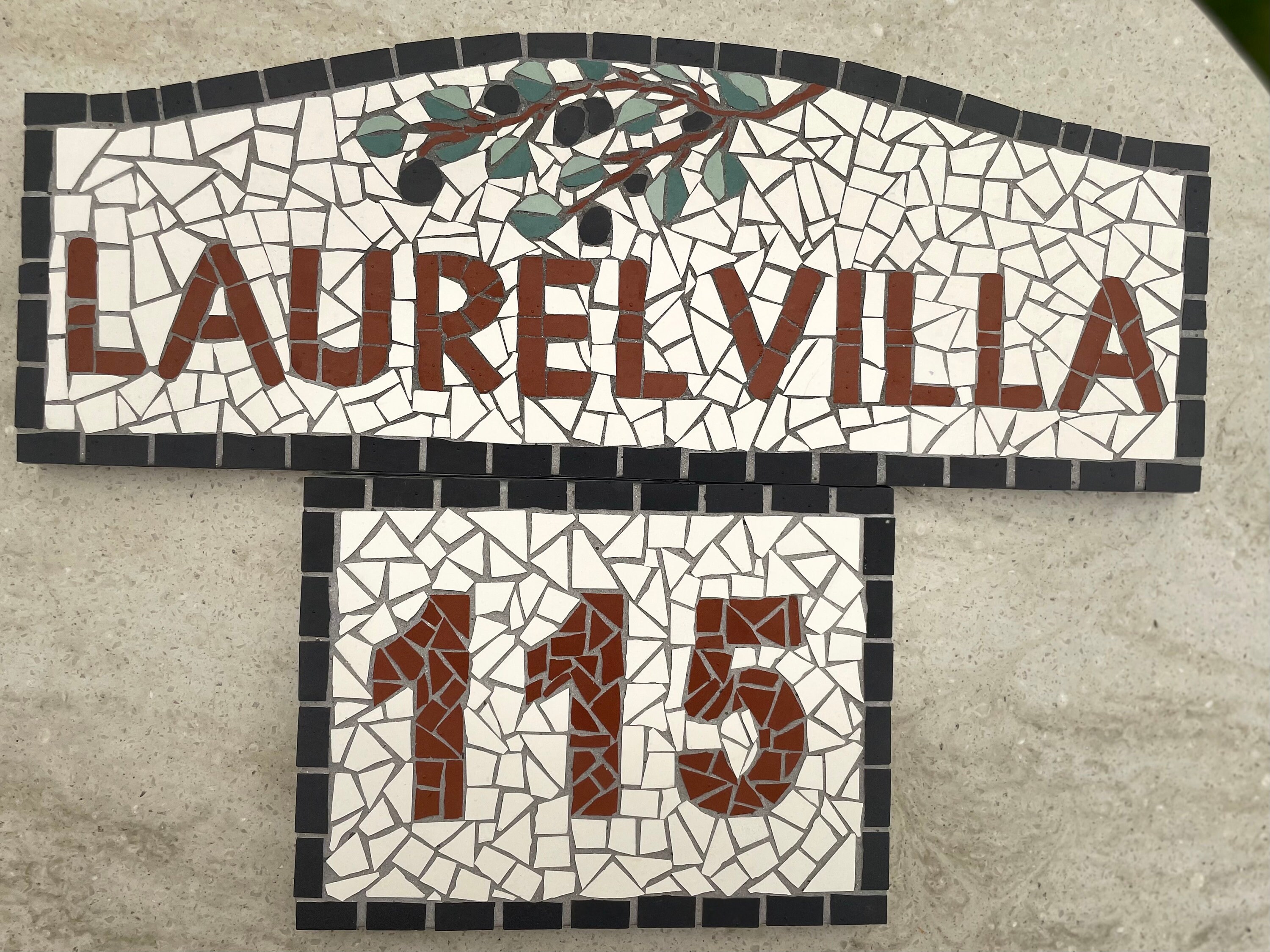Mosaic House Sign: Custom Address Plaque With Olive Branch - Etsy Australia