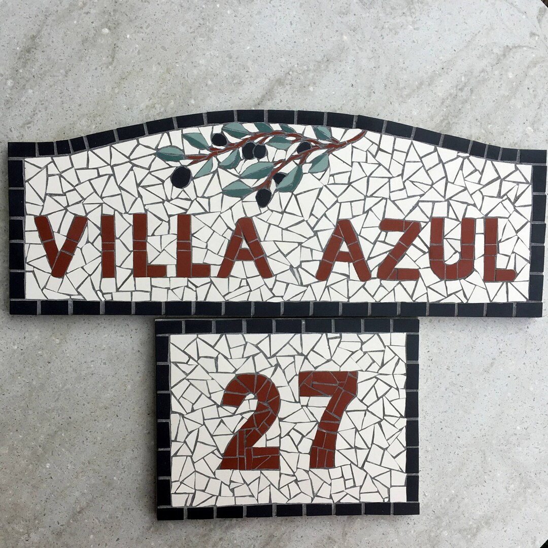 Mosaic House Sign, Address Plaque, House Name, Bespoke, Custom Address ...