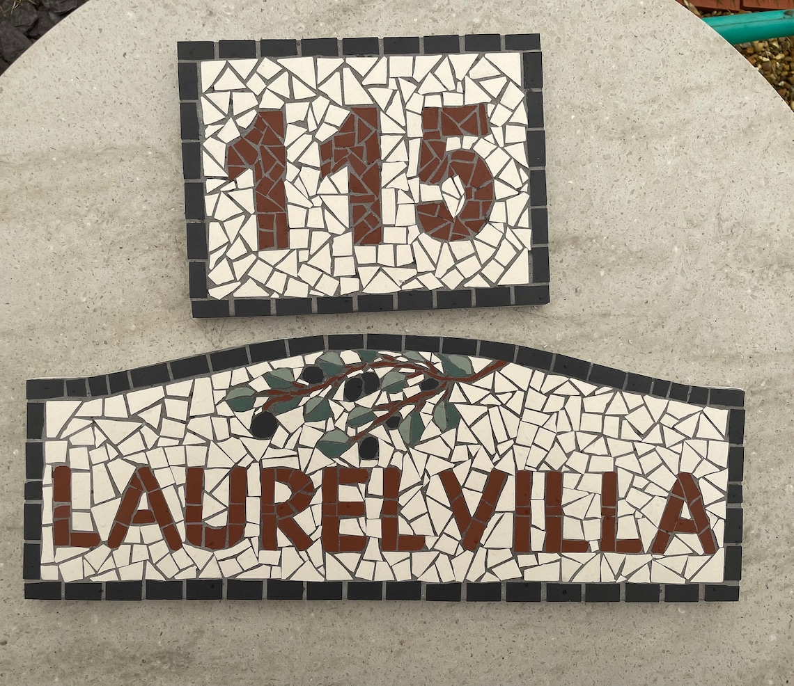 Mosaic House Sign Address Plaque House Name Bespoke Custom - Etsy