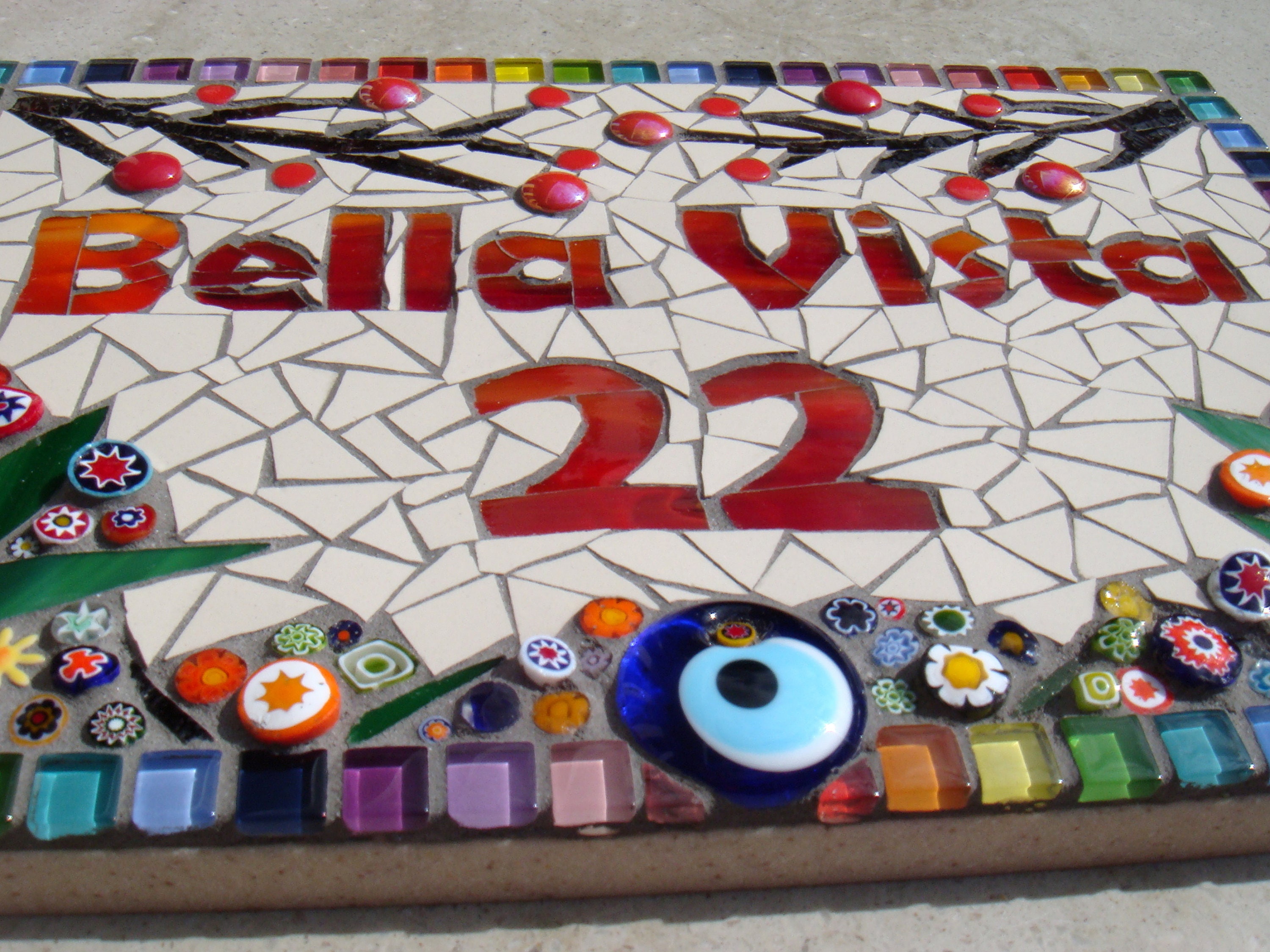 Rainbow Mosaic House Sign: Custom Address Name Plaque - Etsy UK
