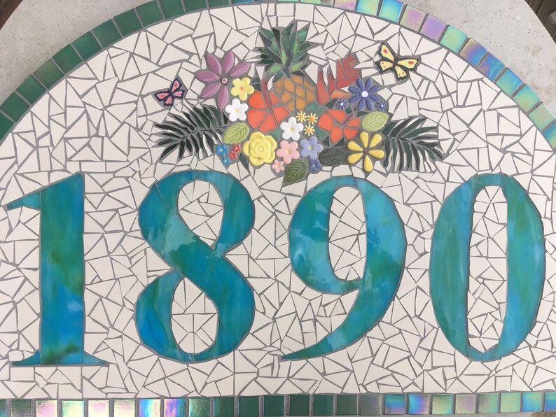 Large Rounded Tropical Number Plaque 4 Digit Number Plate | Etsy