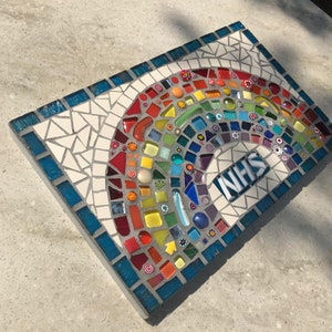 Rainbow NHS Gift, Mosaic, Plaque, Glass, Ceramic, Sign, Plaque, Yard ...