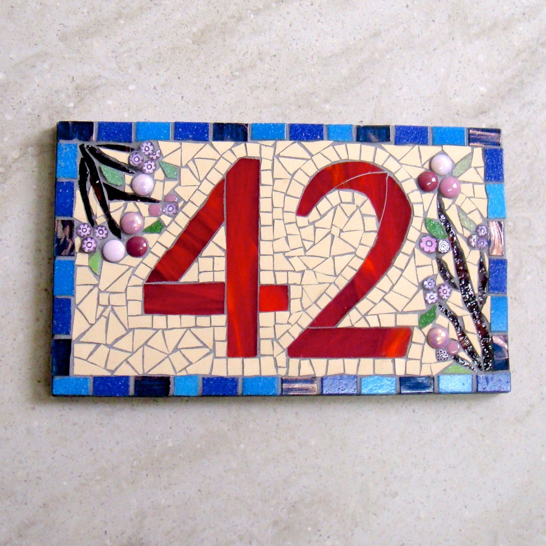 Mosaic House Number Sign: Custom Stained Glass Address Plaque - Etsy