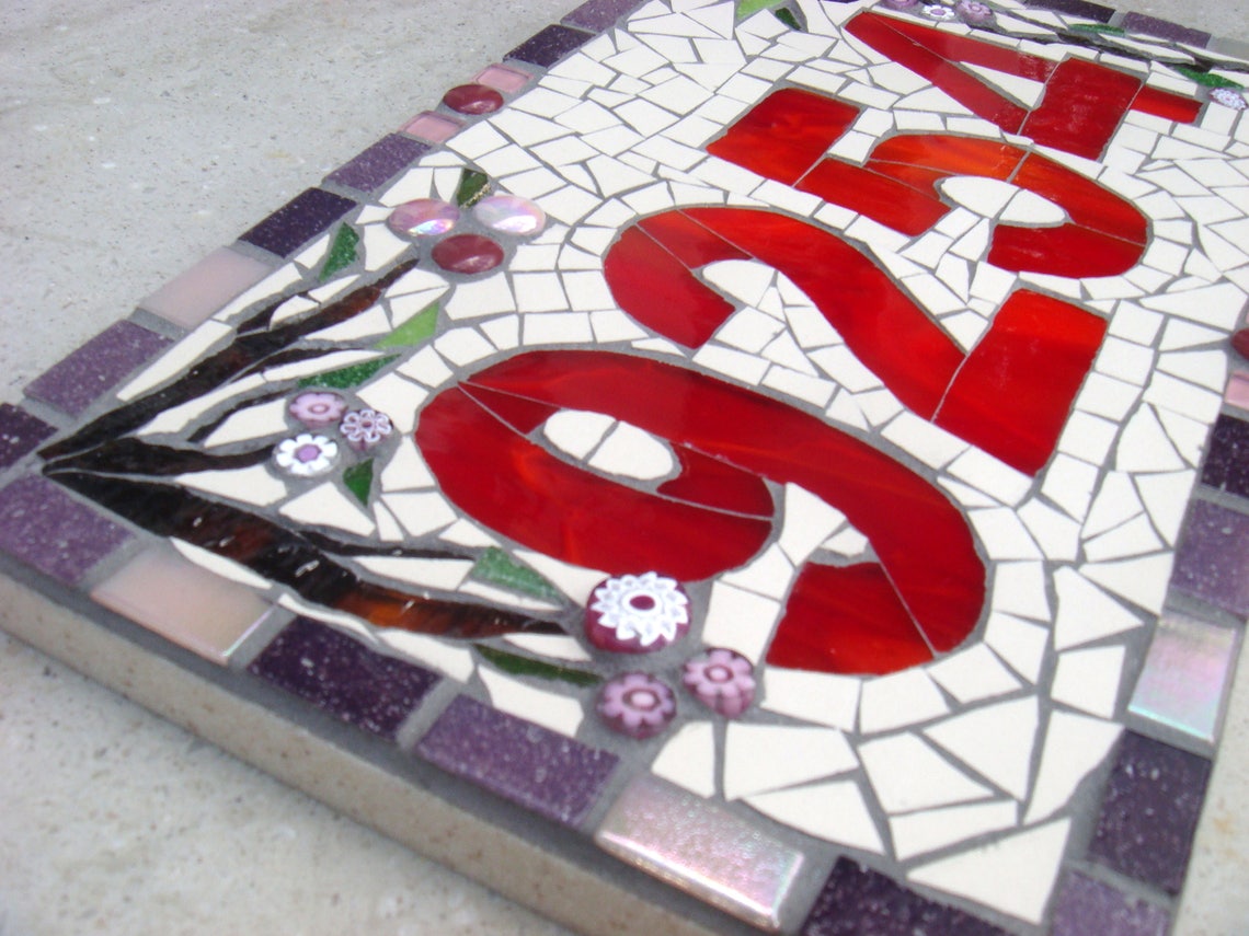 Mosaic House Number House Sign Street Address Mosaic | Etsy