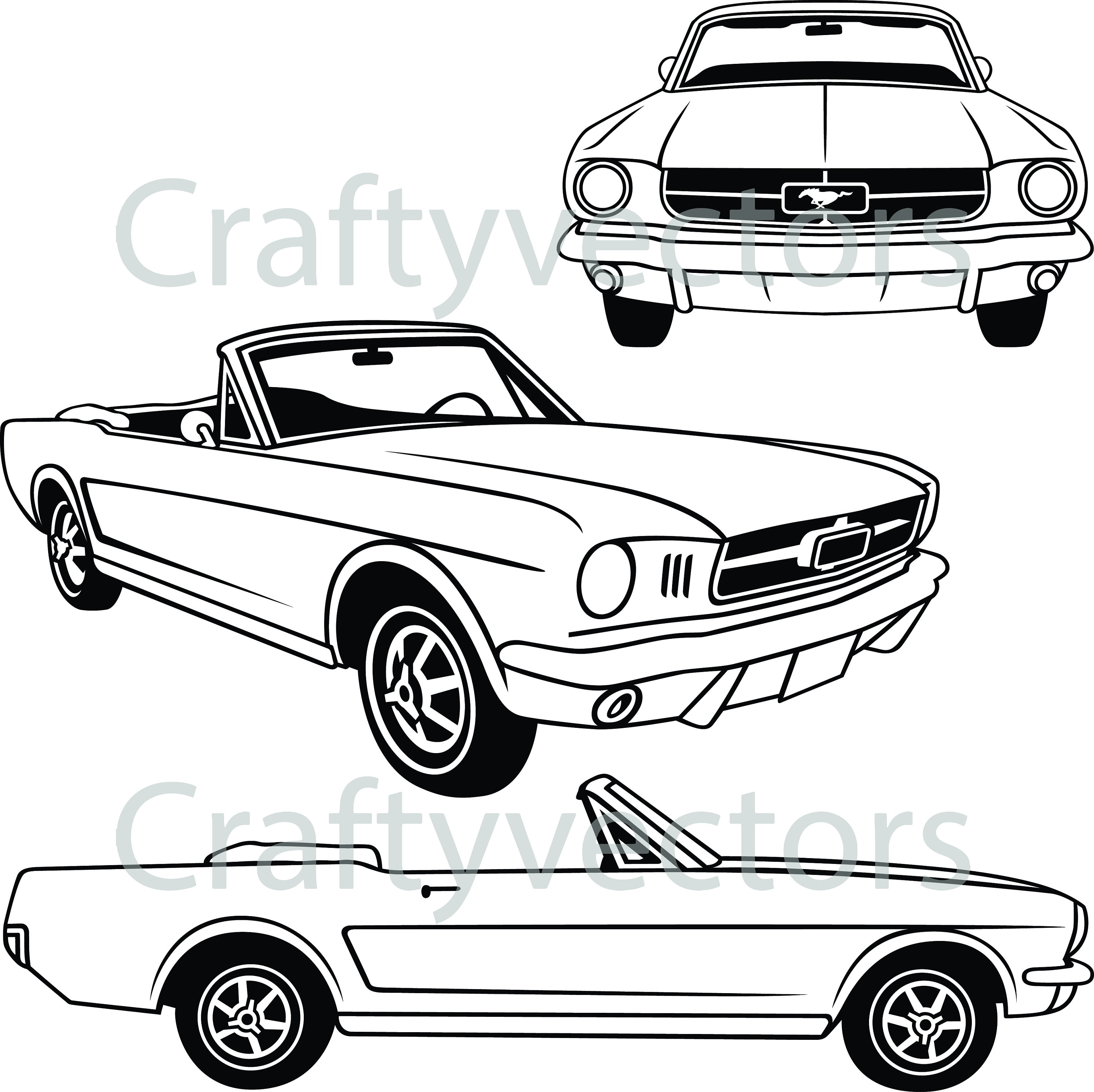 Mustang Car Logo Outline