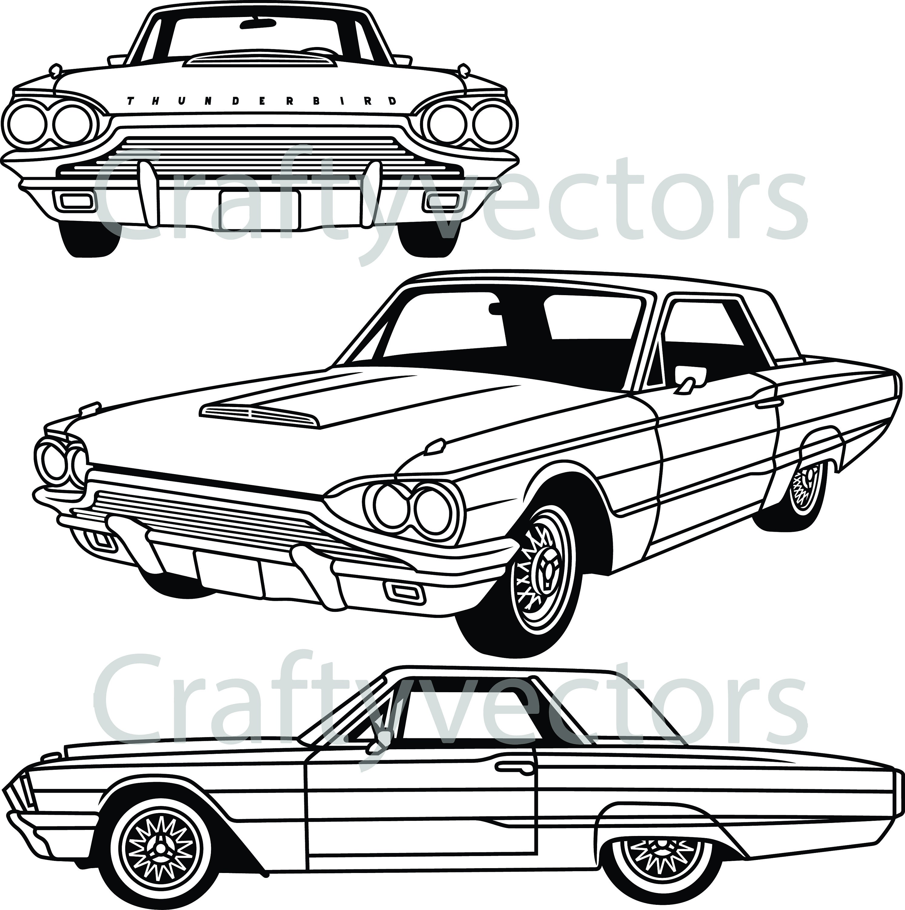Ford Thunderbird 1964 Hardtop Vector File - Etsy Israel