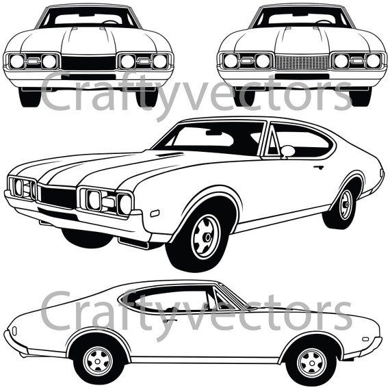 Oldsmobile Cutlass 1968 Vector SVG Cut File - Etsy Finland