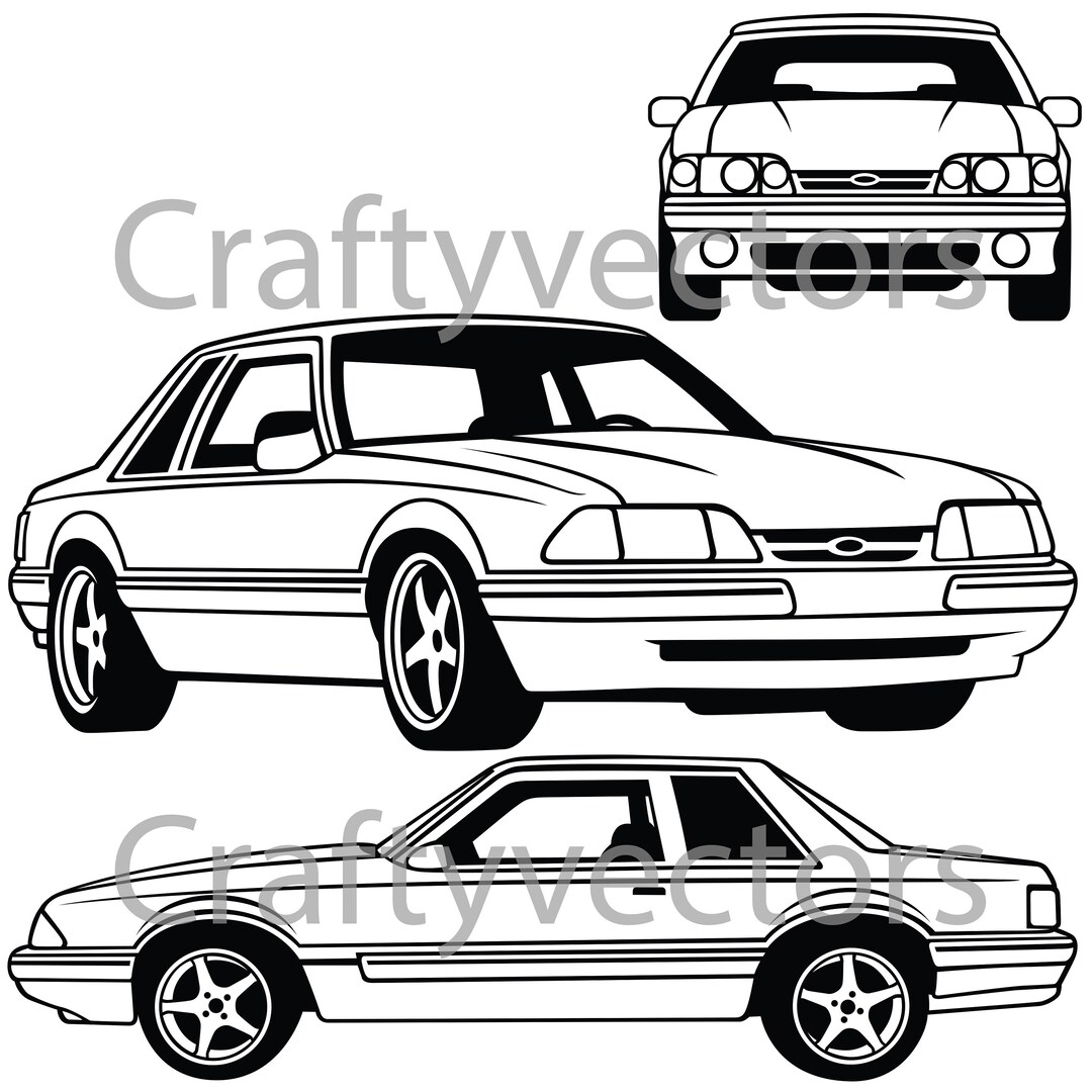 Ford Mustang 1989 Notchback SVG Cut File - Etsy Canada