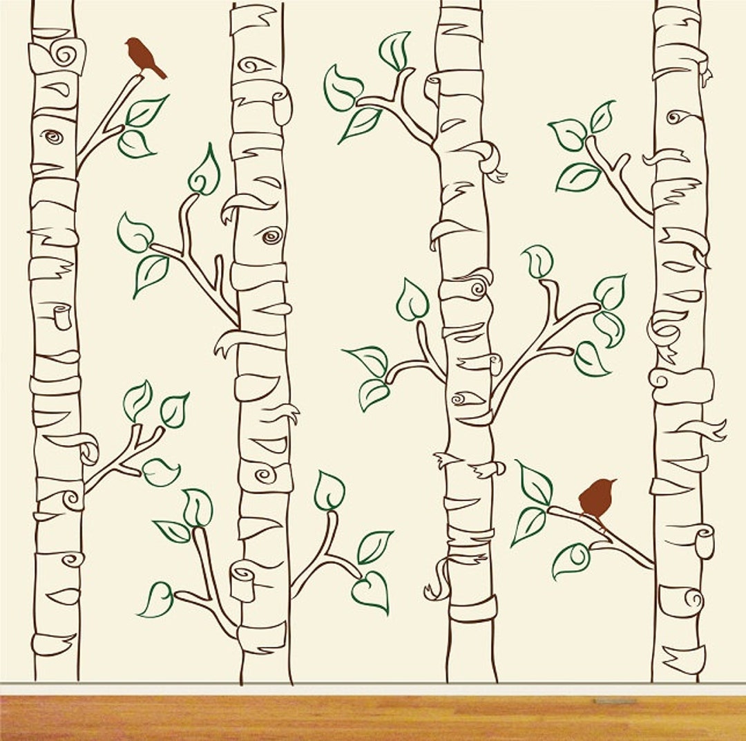 Birch Trees Vector File for Home Wall Decals - Etsy
