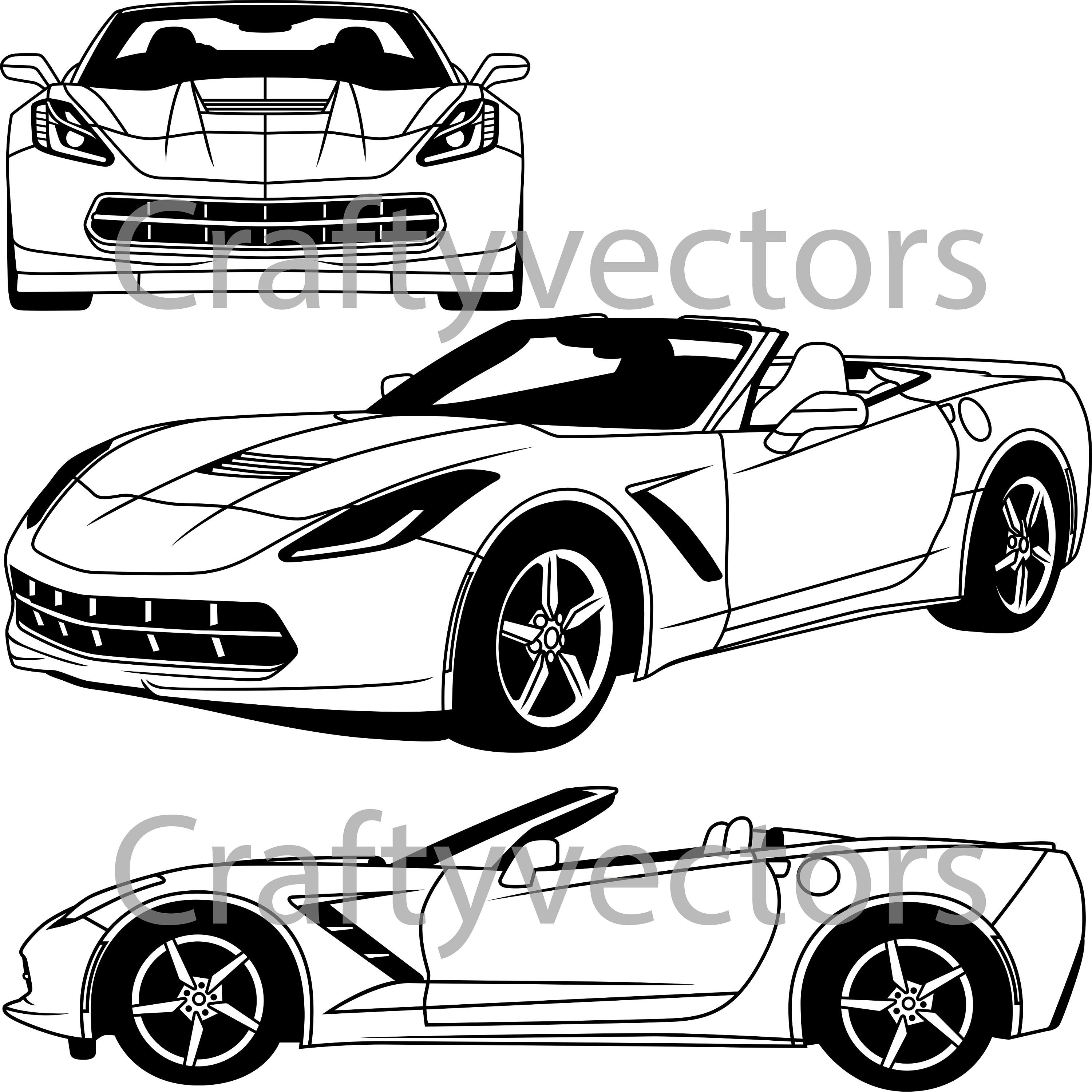 Corvette 2014 C7 Convertible Vector File | Etsy