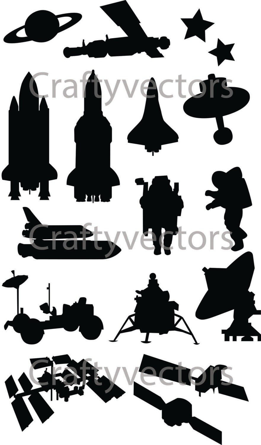 Space Silhouettes Vector File SVG | Etsy
