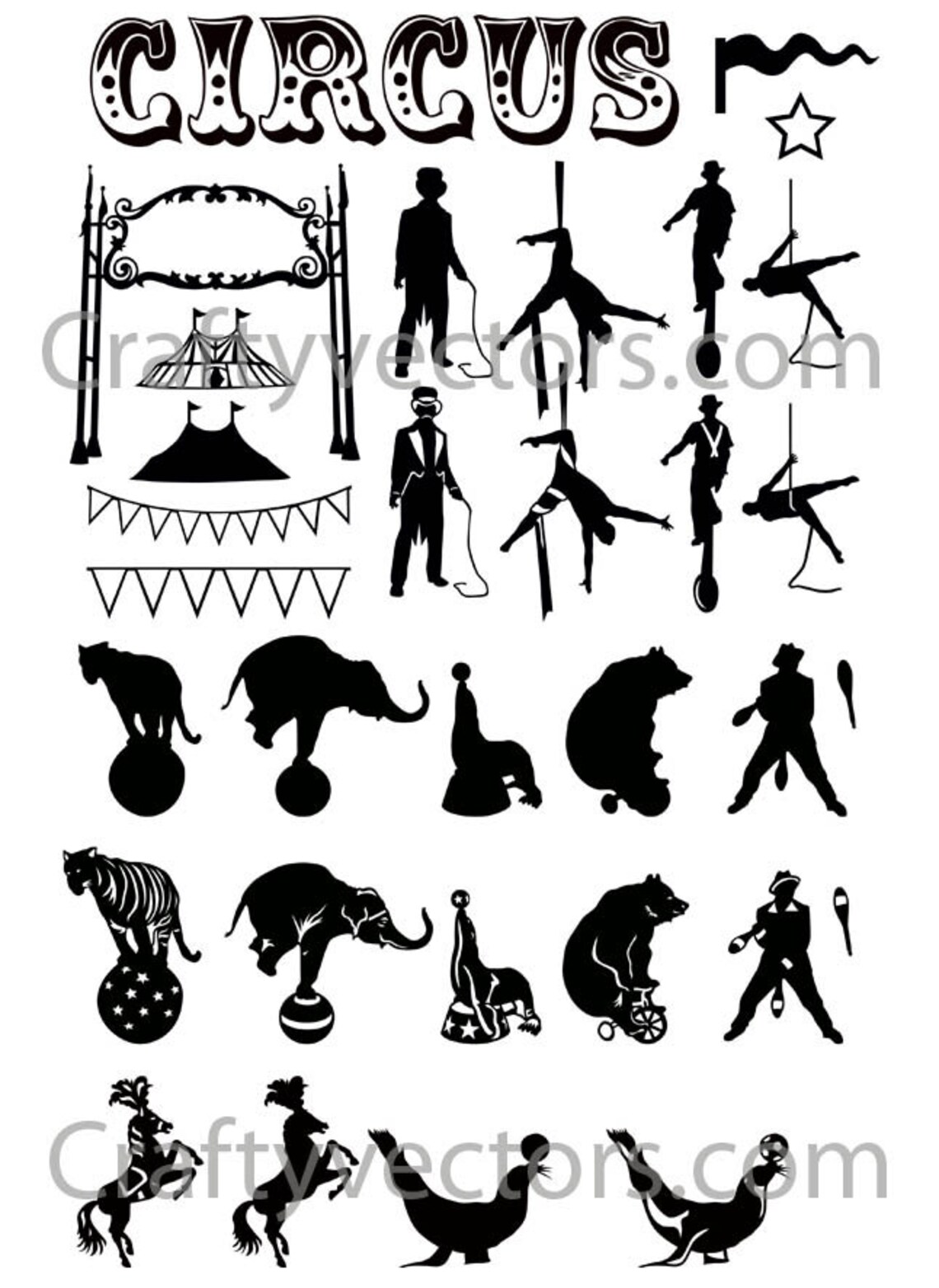 Circus Silhouettes Vector File SVG - Etsy Canada