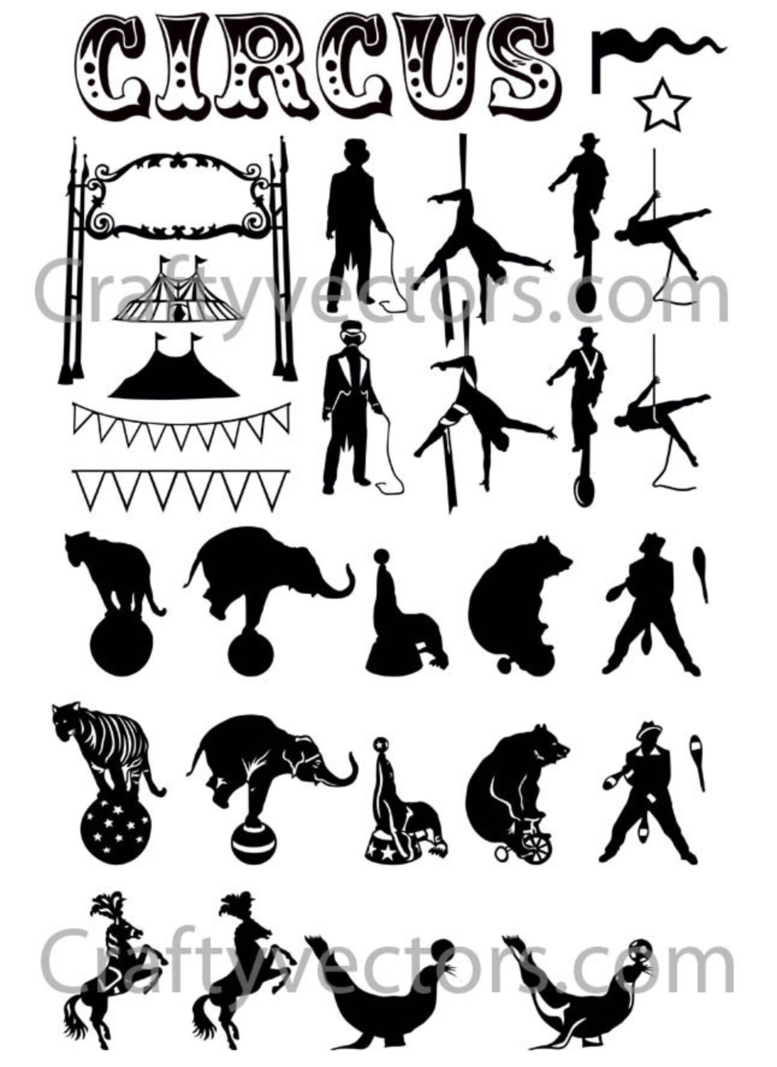 Circus Silhouettes Vector File SVG - Etsy Canada