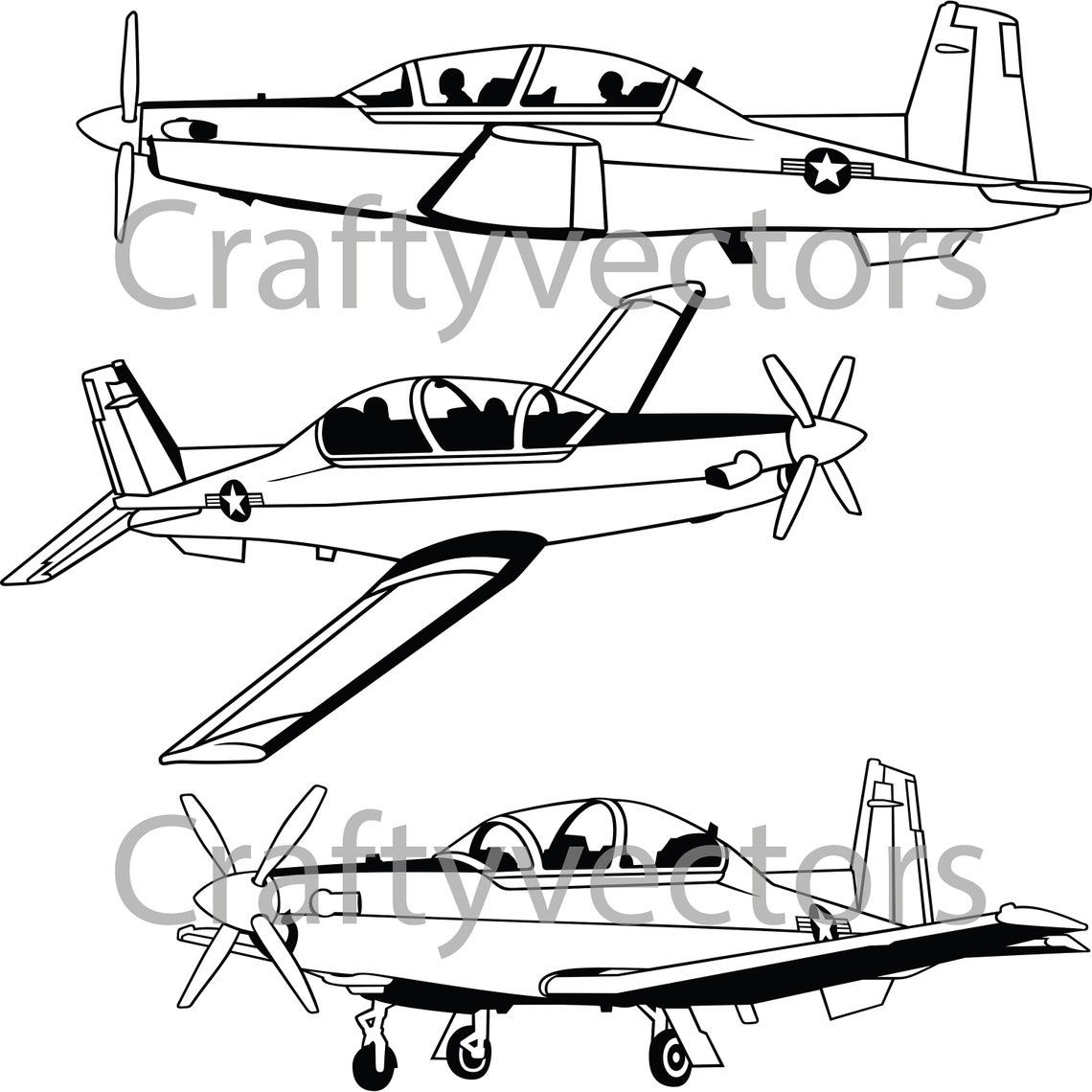 Beechcraft T-6 Texan II Vector File SVG - Etsy