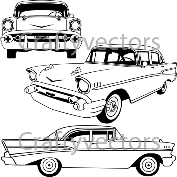 57 Bel Air Chevy 1957 Clipart Drawing Coloring Car Belair Pages 1955 ...