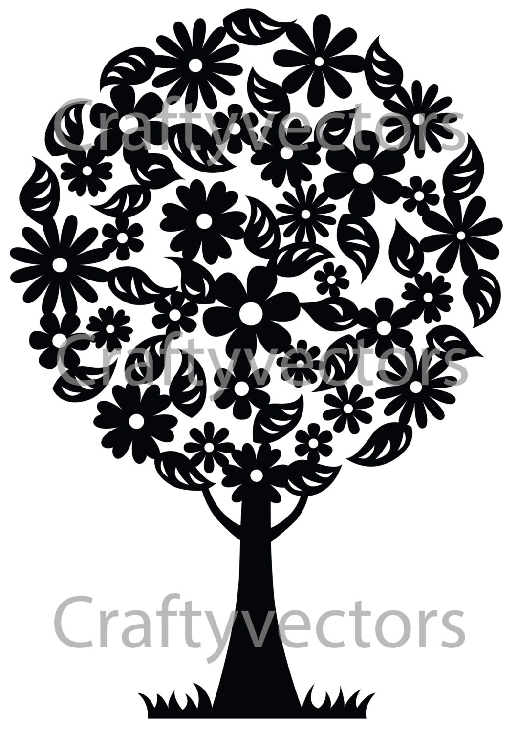 Flower Tree SVG File. | Etsy